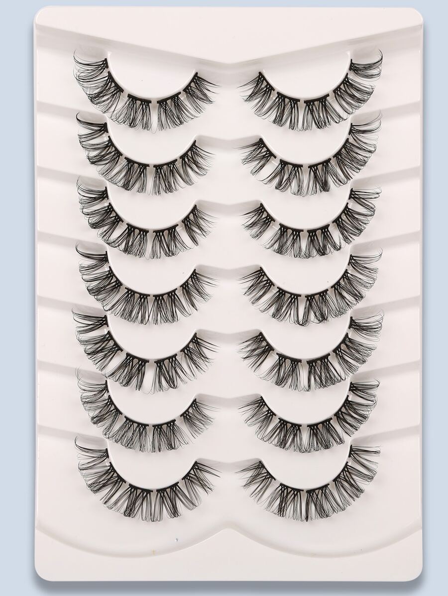 1box Individual False Eyelashes, 7 pairs of 14mm segmented cross ...