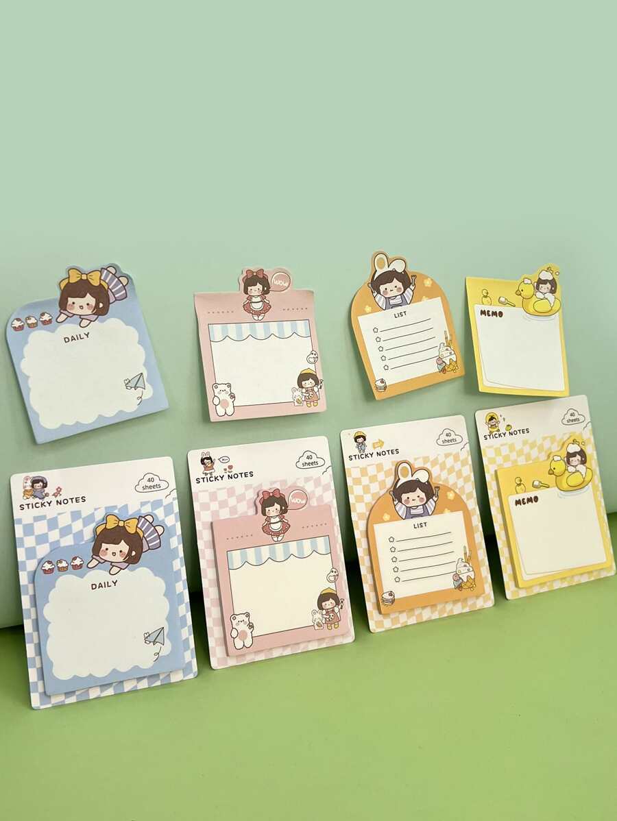 Back-To-School Season Cute Portable Cartoon Sticky Notes Set Of 4 ...