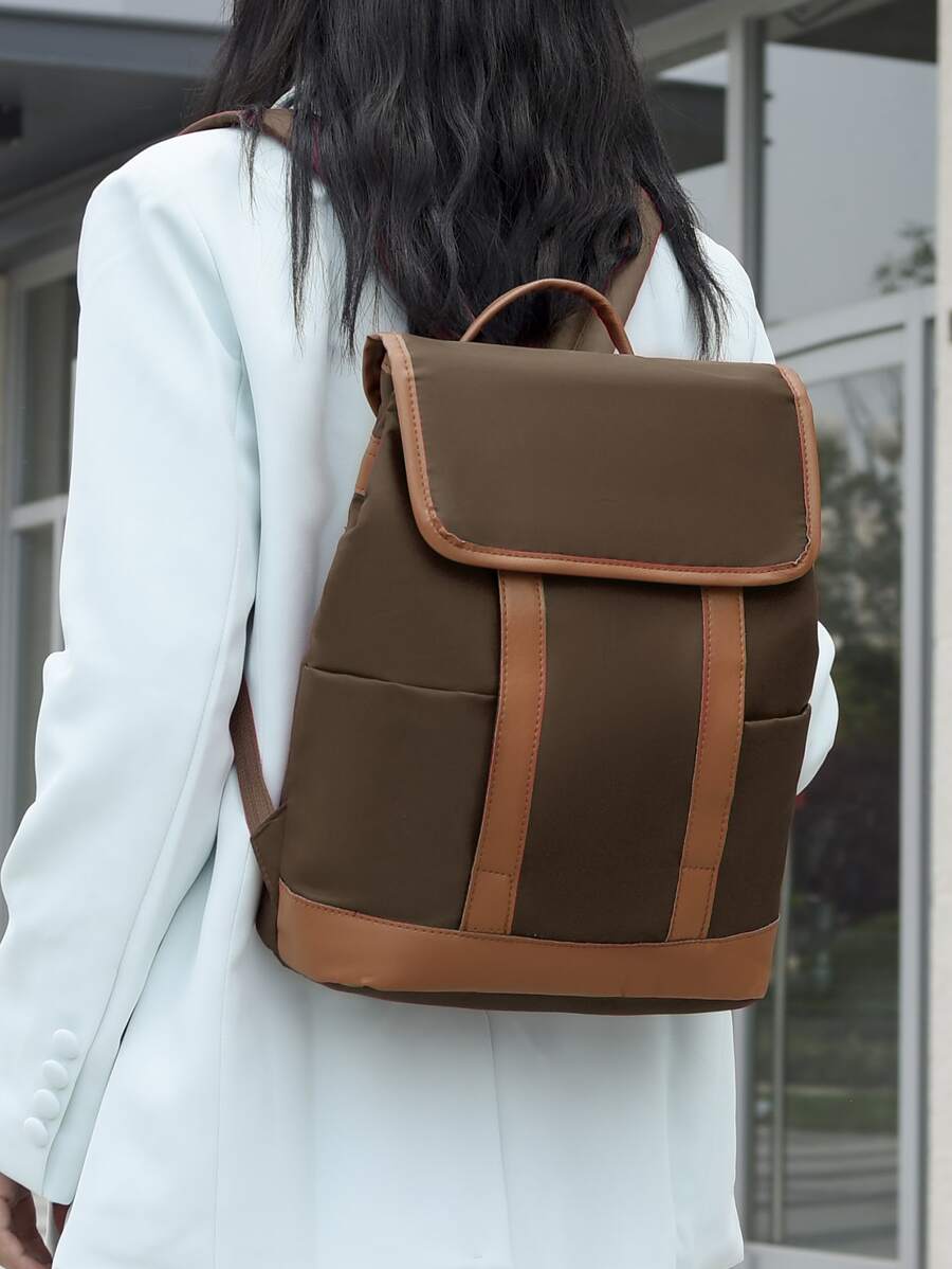 Color Block Flap Backpack | SHEIN USA