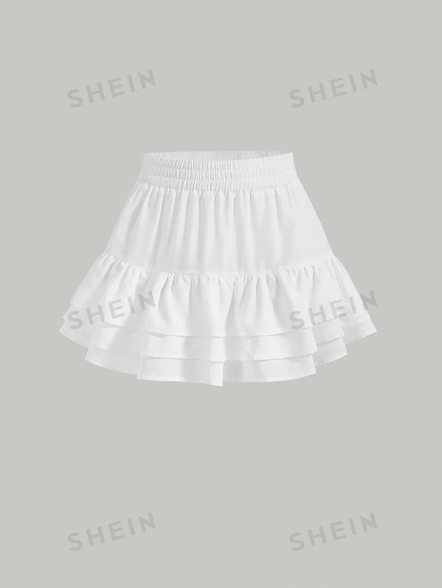 Shein Mod Solid Ruffle Hem Skirt Shein Uk