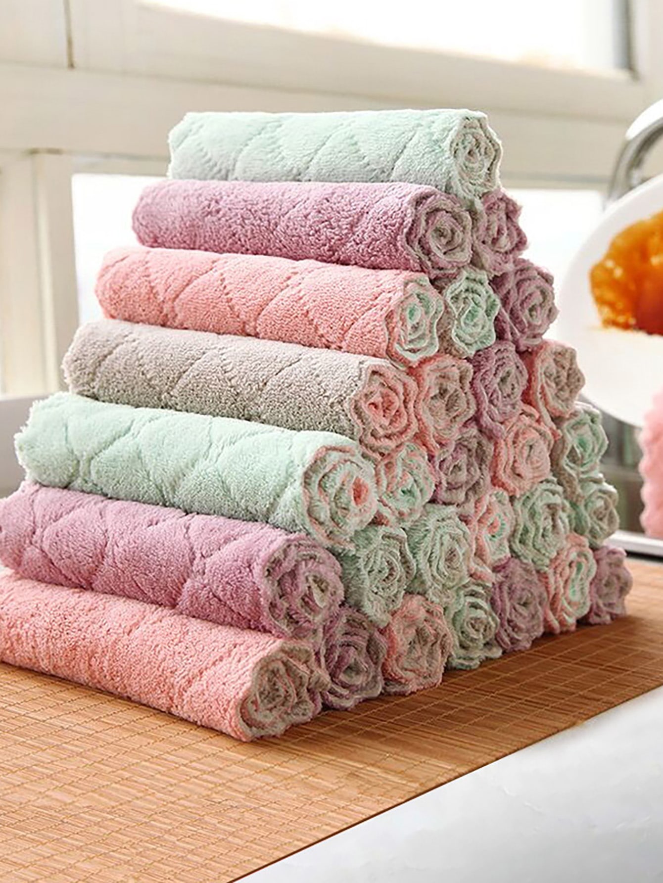 10pcs Kitchen Dishcloths, Reusable Dish Cellulose Sponge Cloths, Super ...