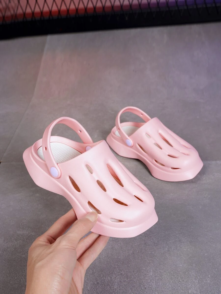 Preppy Pink Vented Clogs For Girls, Cut Out Design Two Way Wear EVA ...