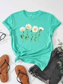 SHEIN LUNE Daisy Print Tee | SHEIN USA
