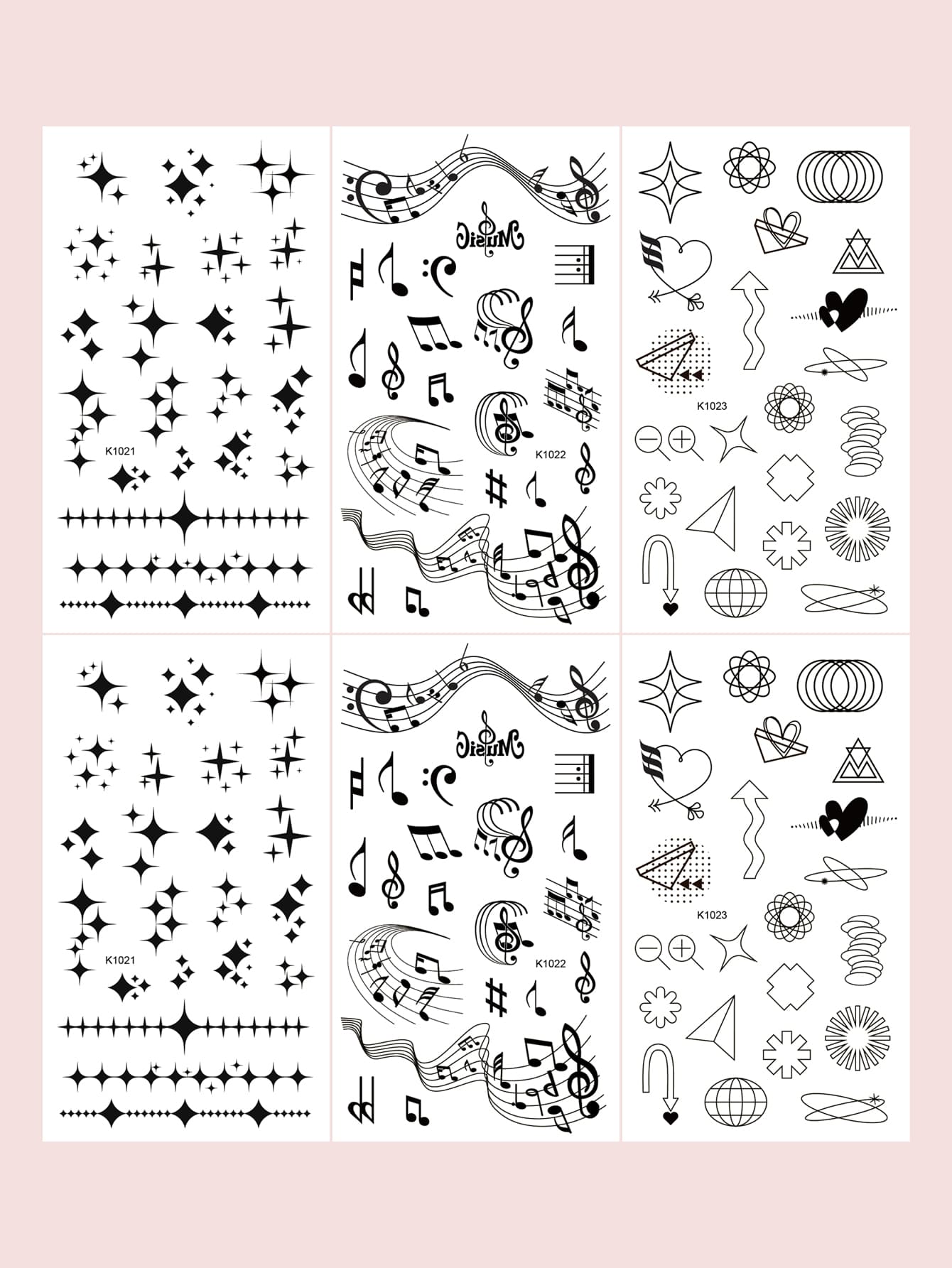 Tattoo Sticker Kits,6 sheets Musical Note Pattern Tattoos For Children ...