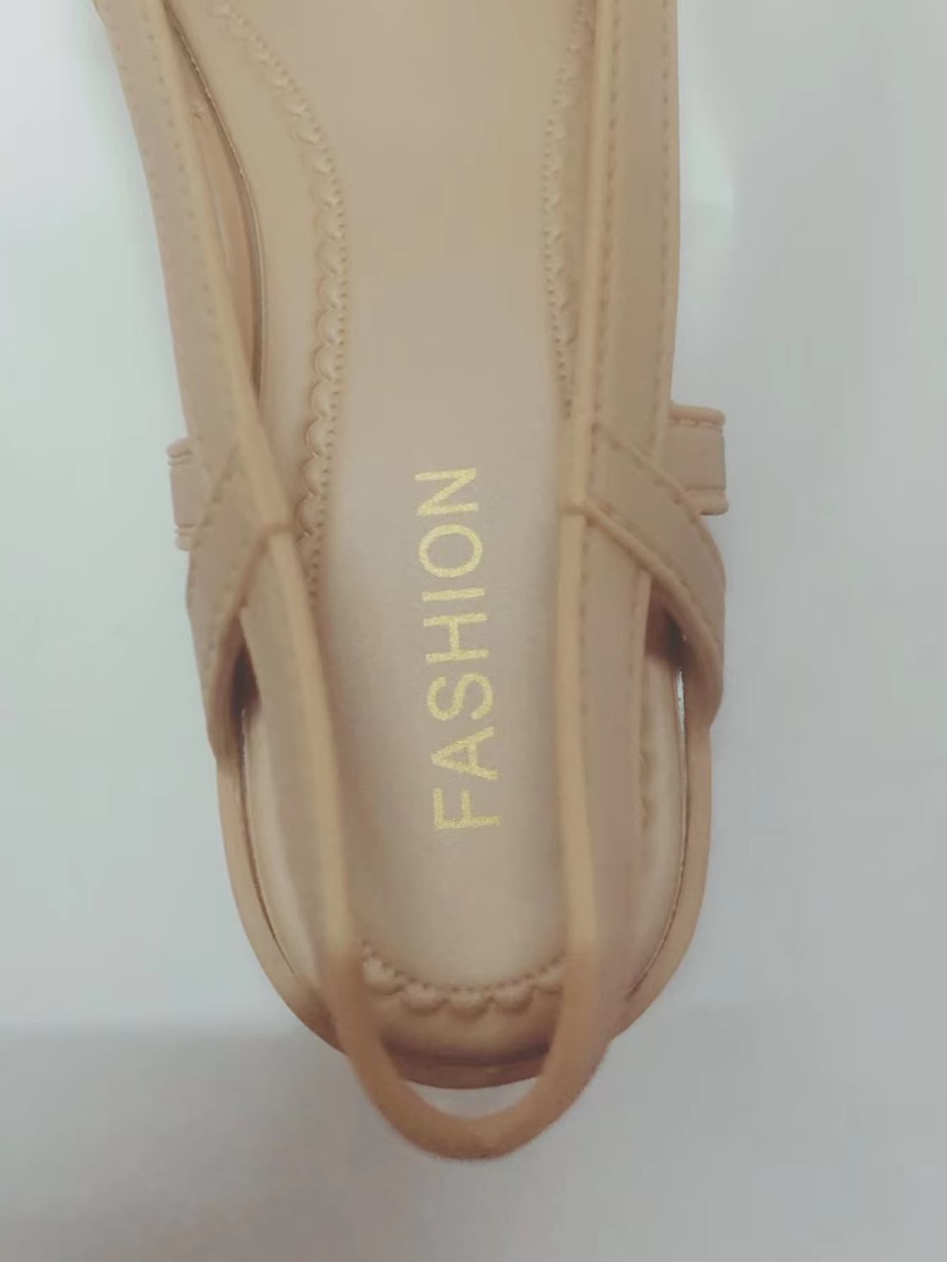 Women Beige Quilted Point Toe Slingbacks Court Wedges, Elegant Square ...