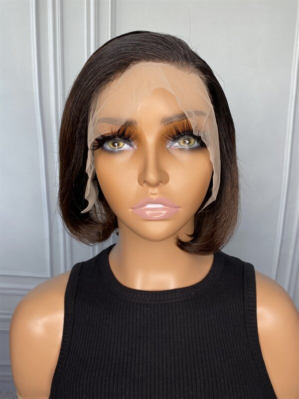 Straight 13 X 4 Lace Frontal Wigs 8Inch 1B4 Color Human Hair Wig Ombre ...