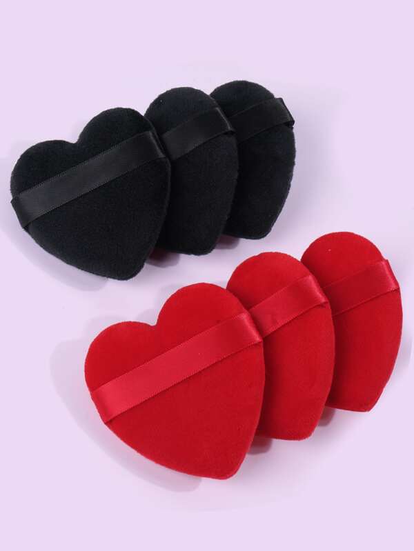6pcs Heart Shaped Velvet Facial Face Makeup Puff Cosmetic Makeup Sponge