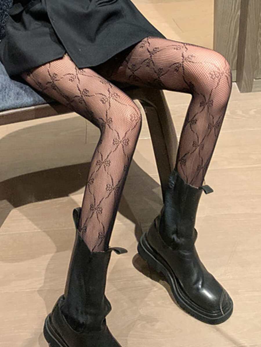 Bow Pattern Fishnet Tights | SHEIN USA