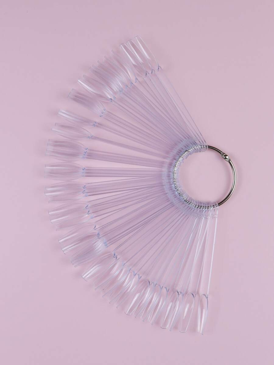 50pcs Transparent Nail Swatch Sticks With Ring, Clear Fan-Shaped Nail ...