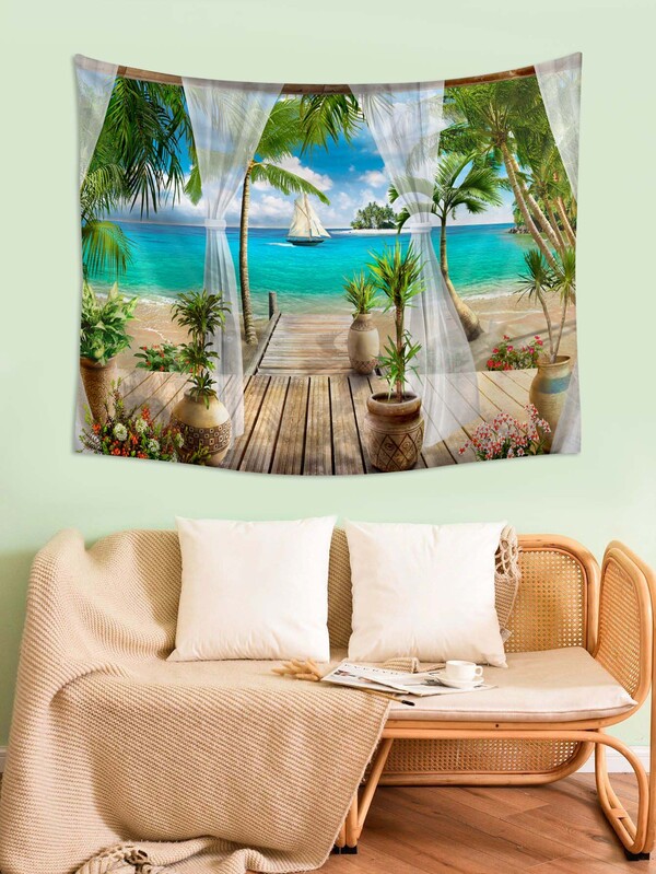 1 Pièce Tapisserie Imprimée Scène De Fenêtre | Mode en ligne | SHEIN FRANCE