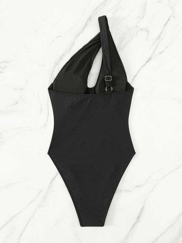 Shein Swim Bae Cut Out One Shoulder Underwire One Piece Swimsuit