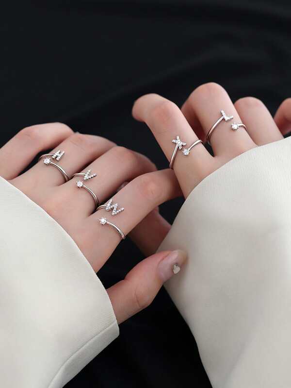 1pc Rhinestone Letter Decor Cuff Ring | SHEIN USA