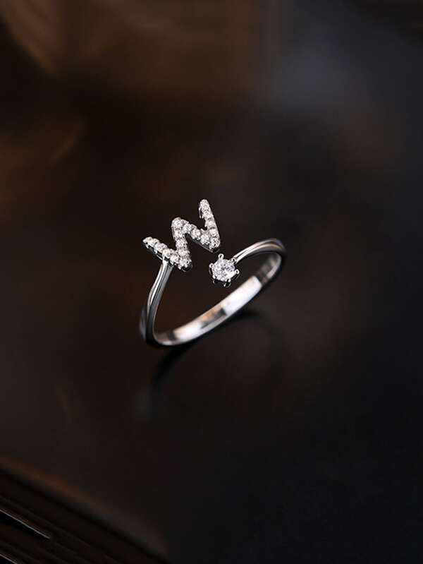 1pc Rhinestone Letter Decor Cuff Ring | SHEIN USA