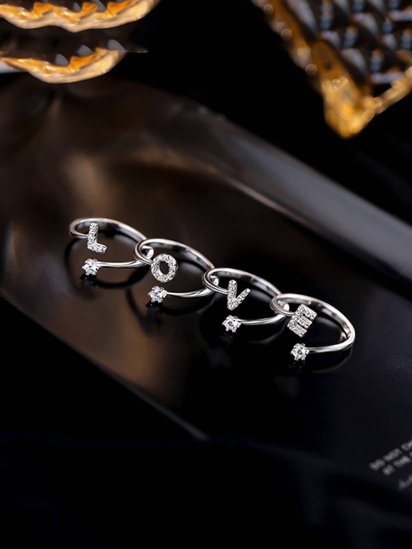 1pc Rhinestone Letter Decor Cuff Ring | SHEIN USA
