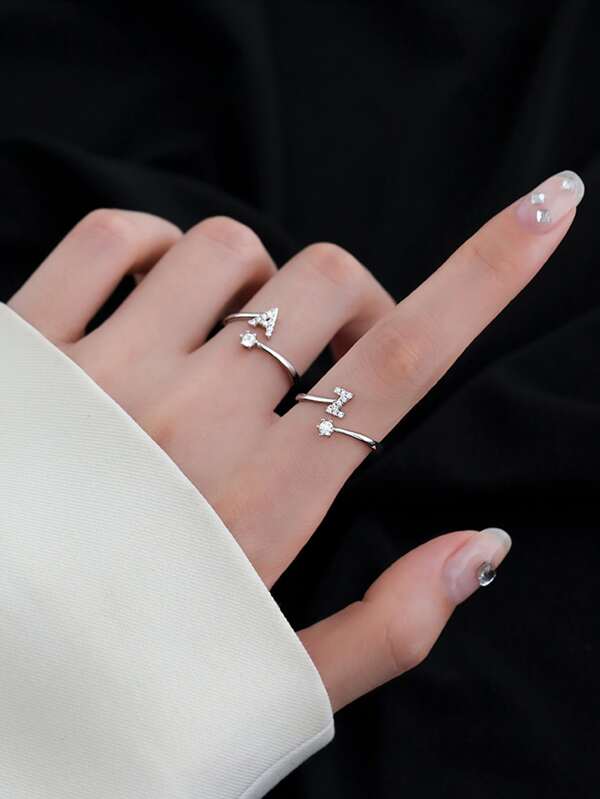 1pc Rhinestone Letter Decor Cuff Ring | SHEIN USA