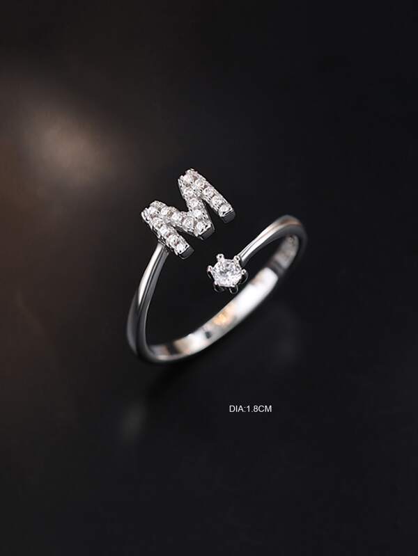1pc Rhinestone Letter Decor Cuff Ring | SHEIN USA
