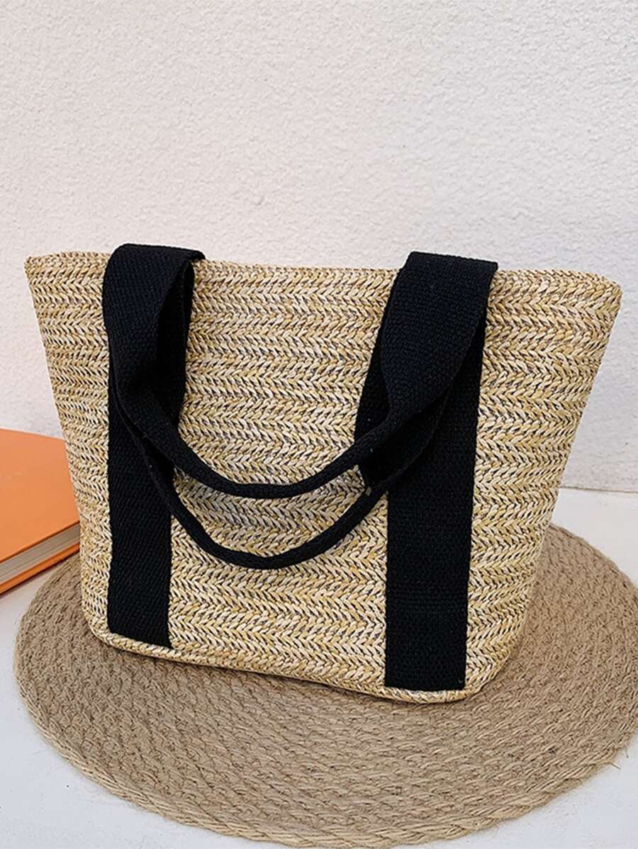 Large Capacity Holiday Straw Woven Tote Bag | SHEIN USA