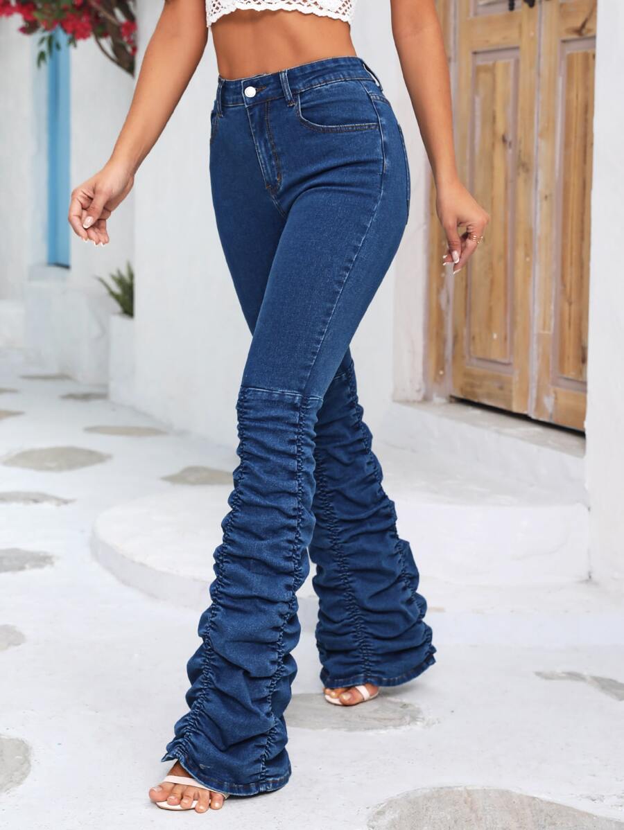 SHEIN Frenchy Washed Stacked Jeans | SHEIN USA
