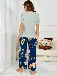 Floral Print Tie Front PJ Set | SHEIN USA