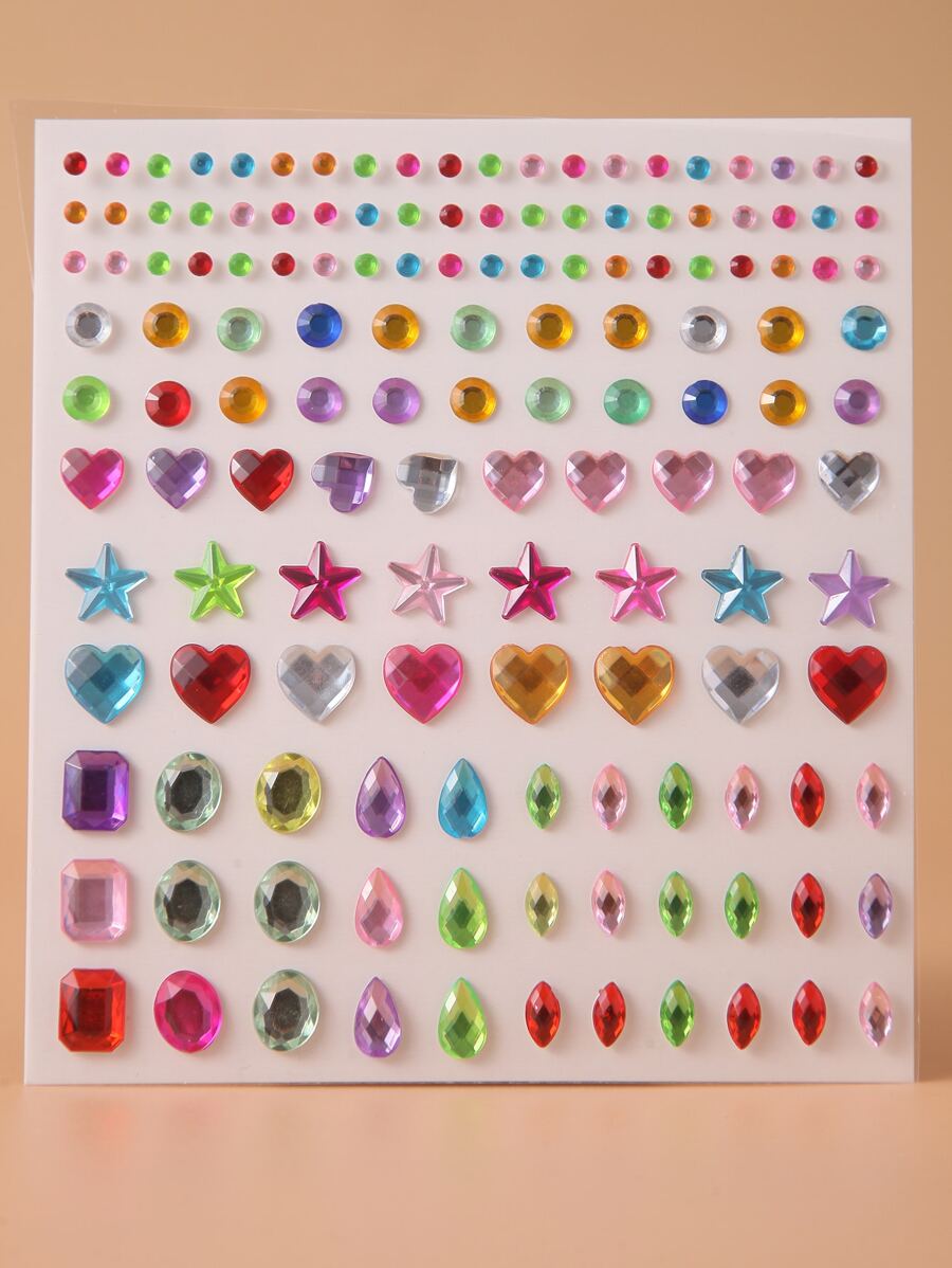 Party Joy 2 Sheets Multi-Colored Asymmetric Rhinestone Face Jewel ...