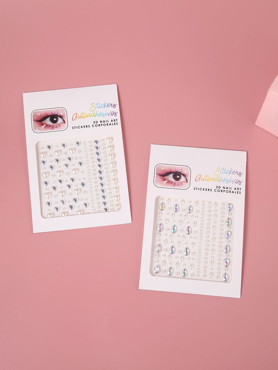 2Pcs 3D Love Shape Pearl Body Sticker Hair Sticker Eye Corner Sticker ...