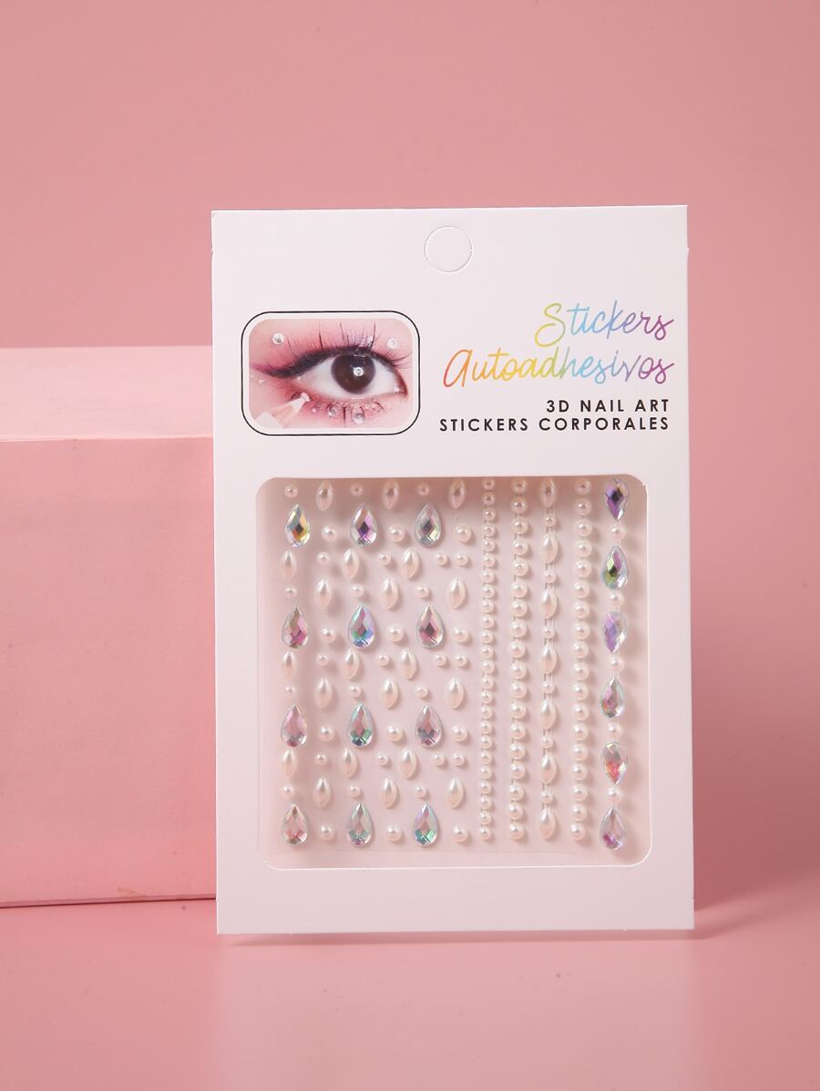 2Pcs 3D Love Shape Pearl Body Sticker Hair Sticker Eye Corner Sticker ...