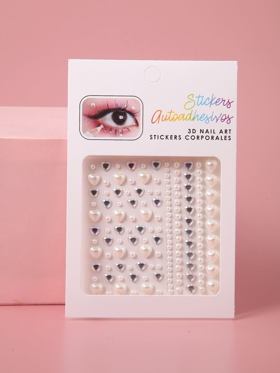2Pcs 3D Love Shape Pearl Body Sticker Hair Sticker Eye Corner Sticker ...