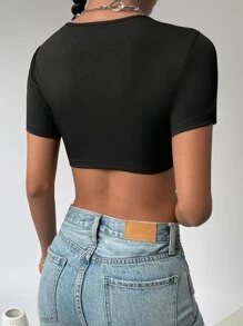 SHEIN BAE Rhinestone Fringe Hem Crop Top | SHEIN USA