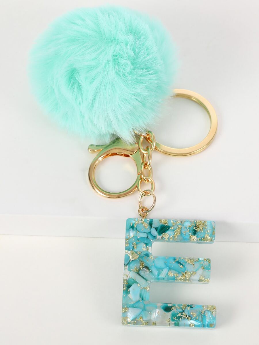 Pom Pom & Letter Charm Keychain | SHEIN USA