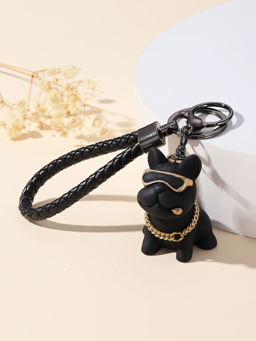 Chain Decor Cartoon Dog Charm Keychain With Wristlet | SHEIN USA