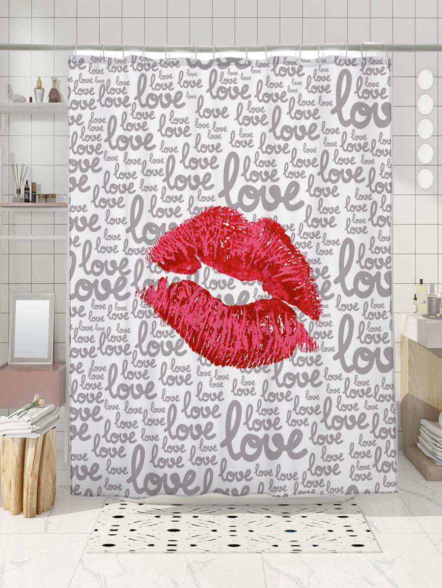 Lip & Letter Graphic Shower Curtain | SHEIN USA