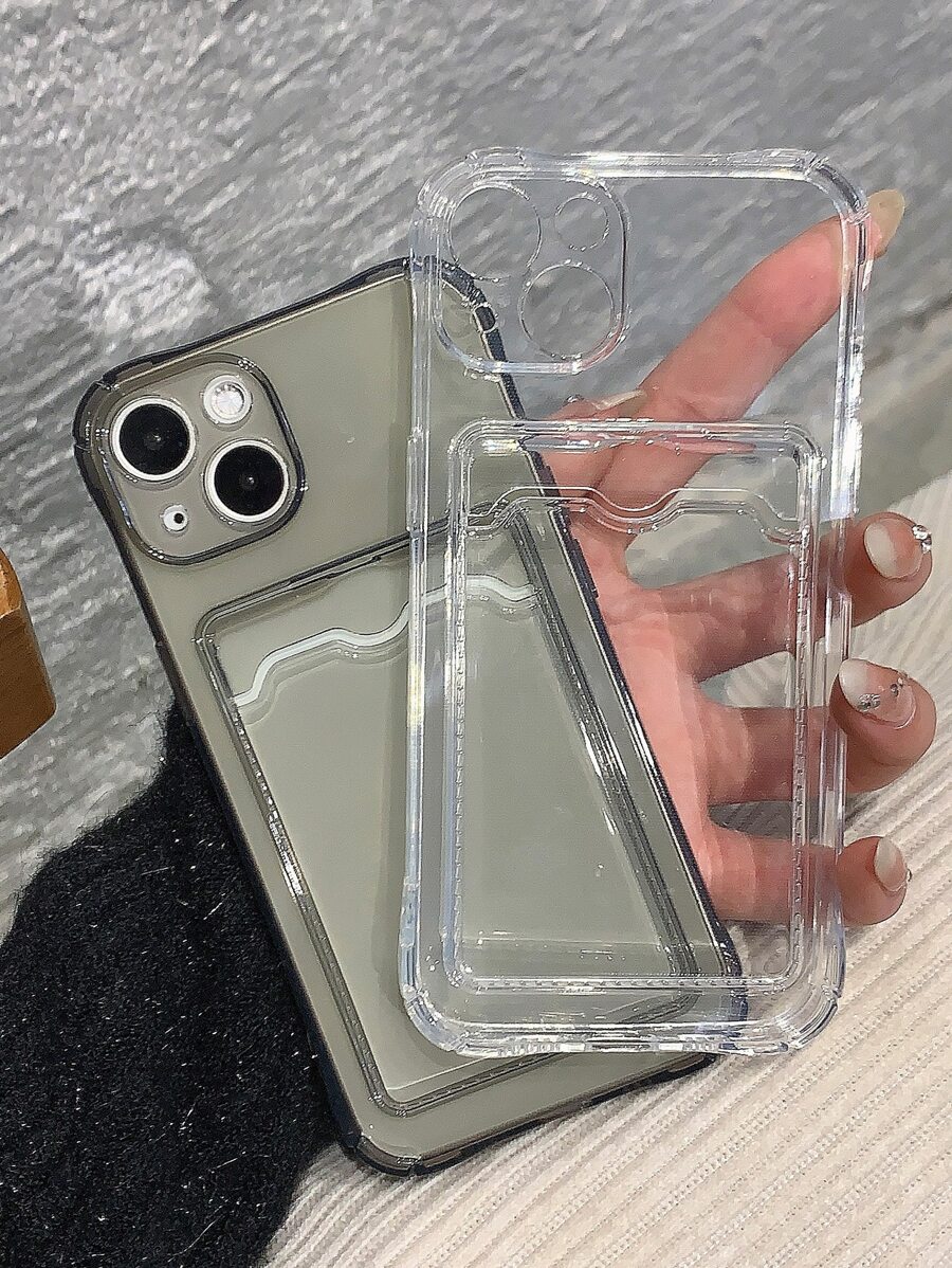 2pcs Transparent Trendy Brand Card Slot Full Protective TPU Phone Cases ...
