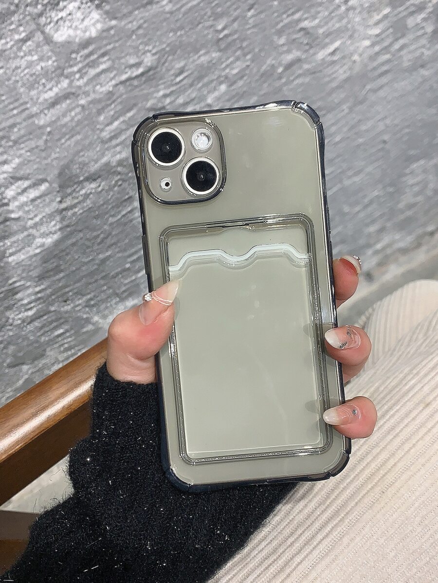 2pcs Transparent Trendy Brand Card Slot Full Protective TPU Phone Cases ...