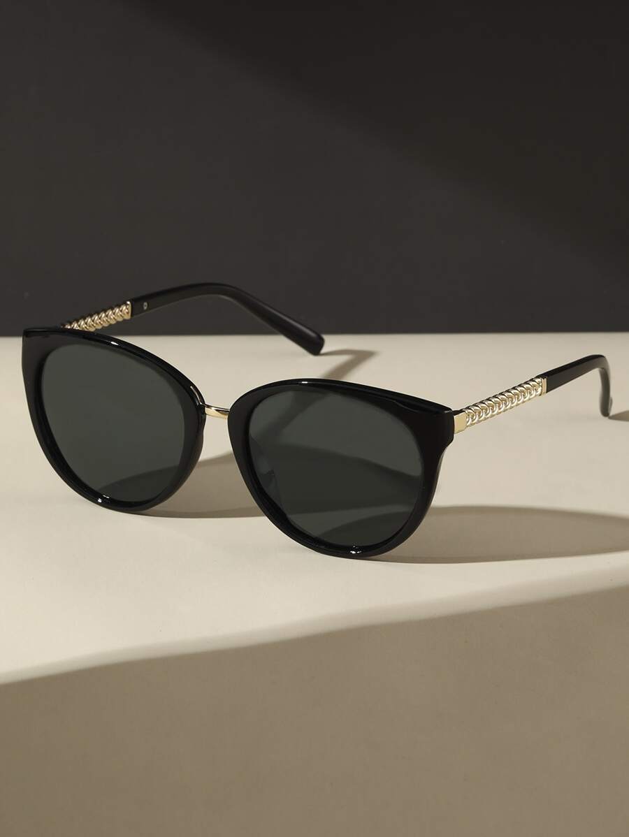 1pc Women Vintage Cat Eye Fashion Glasses Grunge Black Shades High Definition Polarized Glasses