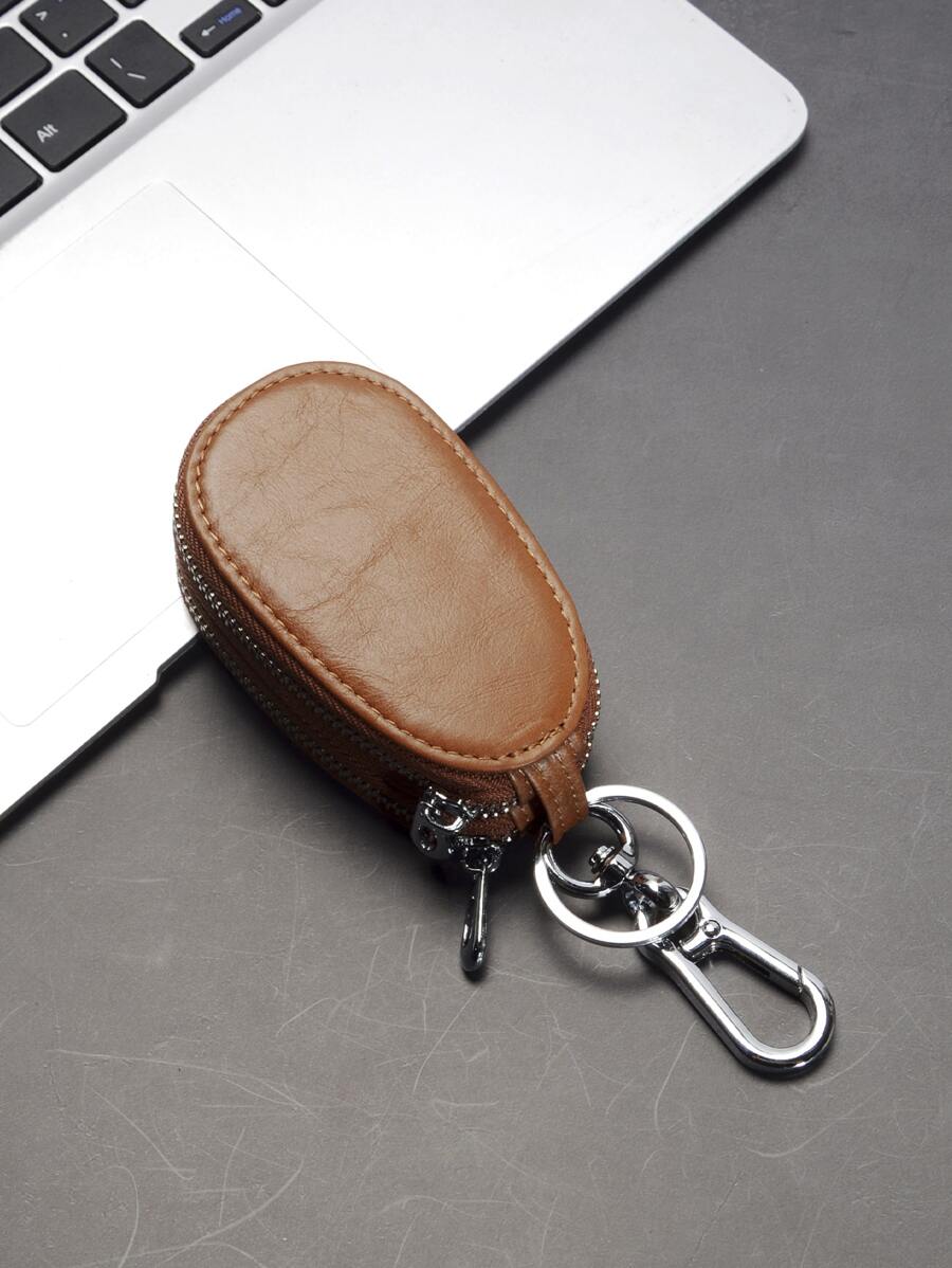 Mini Double Layer Pu Leather Key Case Waterproof & Lightweight Zipper ...