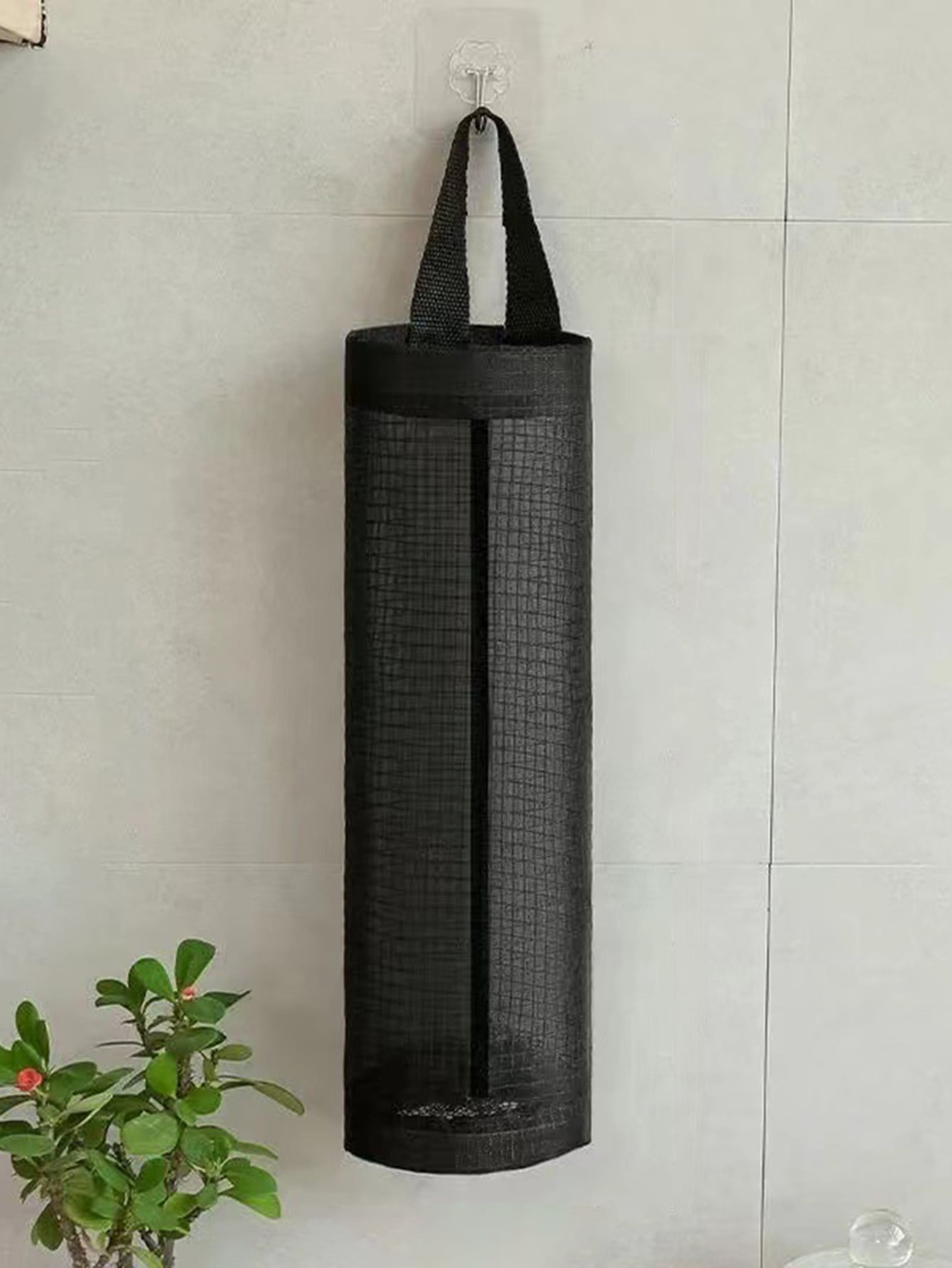 1pc Plastic Bag Holder, Mesh Hanging Storage Dispenser, Foldable ...