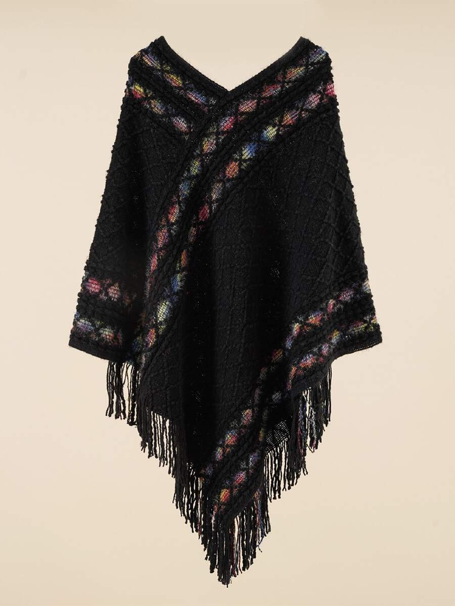 1pc Geometric Pattern Fringe Trim Shawl | SHEIN USA