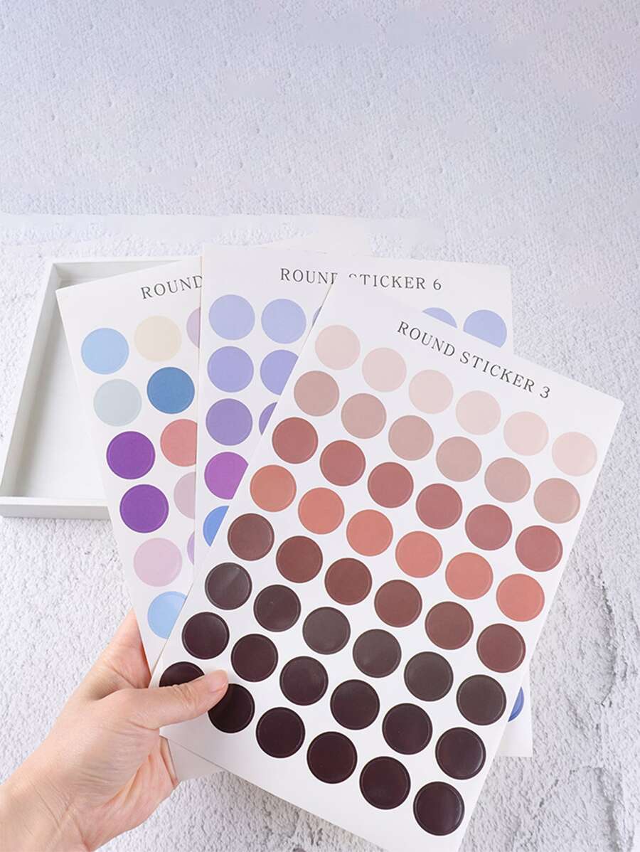 6pcs Solid Round Sticker | SHEIN USA