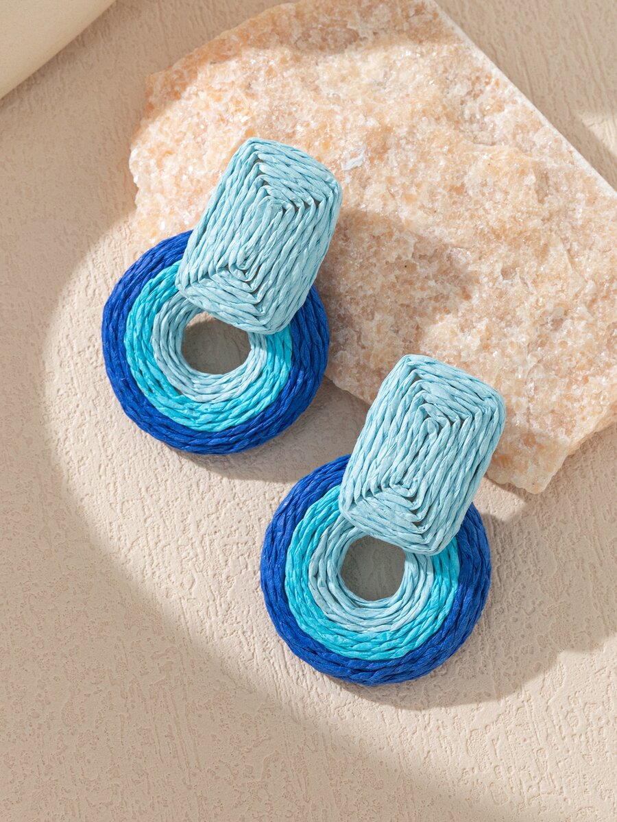 Color Block Round Stud Earrings | SHEIN USA