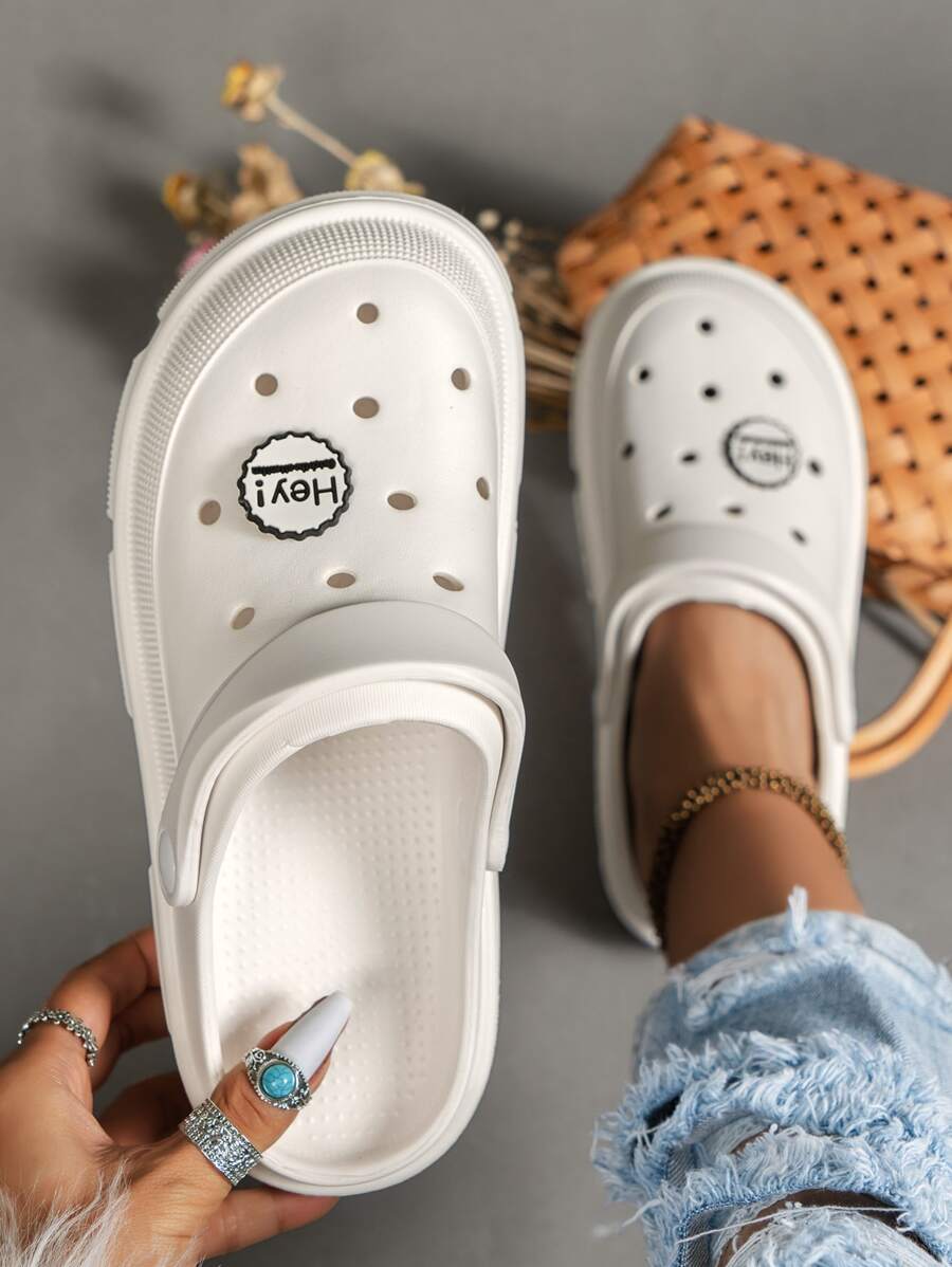 Preppy Vented Clogs For Women, Hollow Out Design Slingback EVA Clogs ...