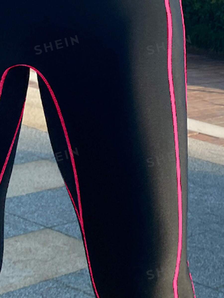 SHEIN Swim Mulvari Color Block Zip Front One Piece Swimsuit | SHEIN EUR