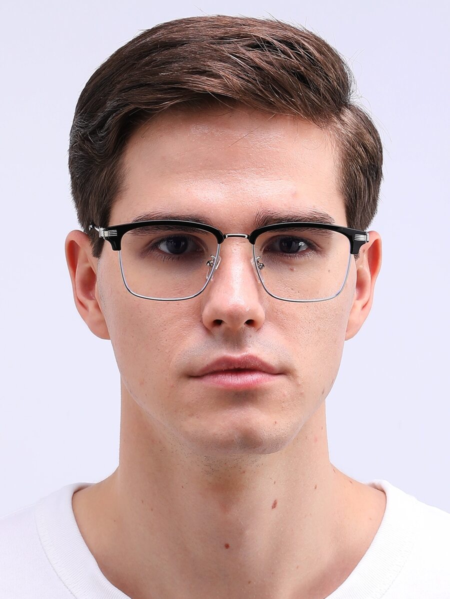 Men Square Frame Eyeglasses With Glasses Rope | SHEIN USA