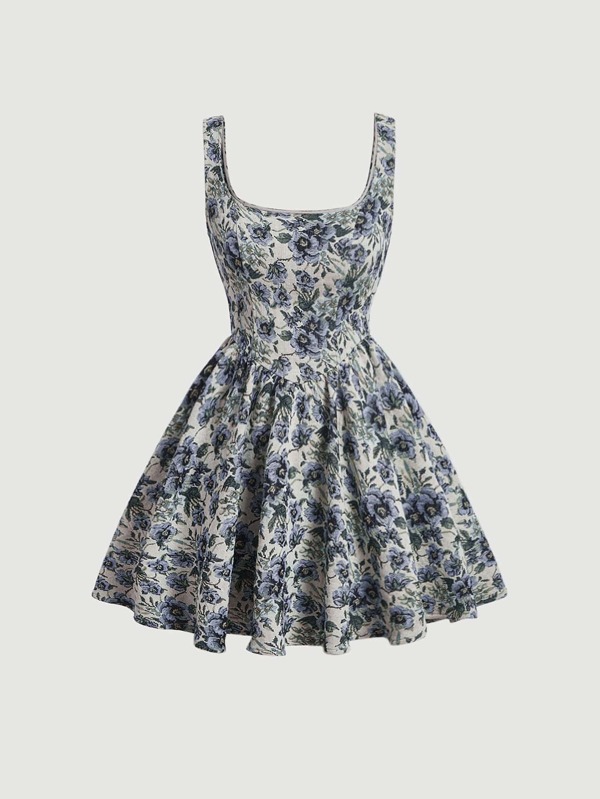 SHEIN MOD Allover Floral Print Zip Back Dress | SHEIN UK