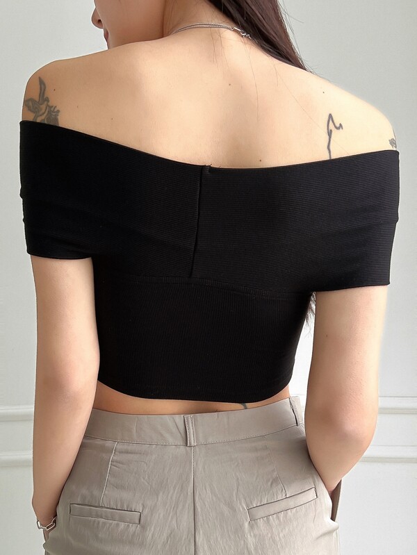 DAZY Off Shoulder Crossover Crop Top | SHEIN USA