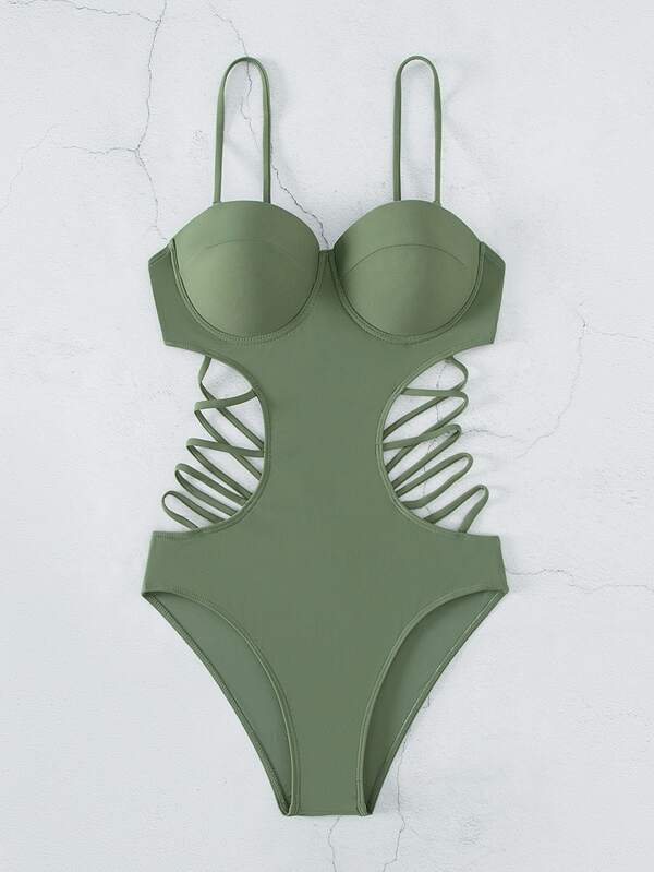 Criss Cross Push Up One Piece Swimsuit | SHEIN USA