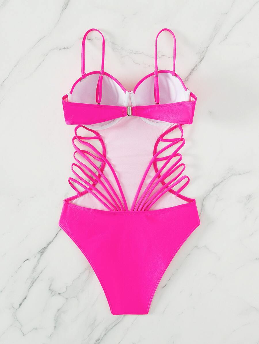 Criss Cross Push Up One Piece Swimsuit Shein Usa