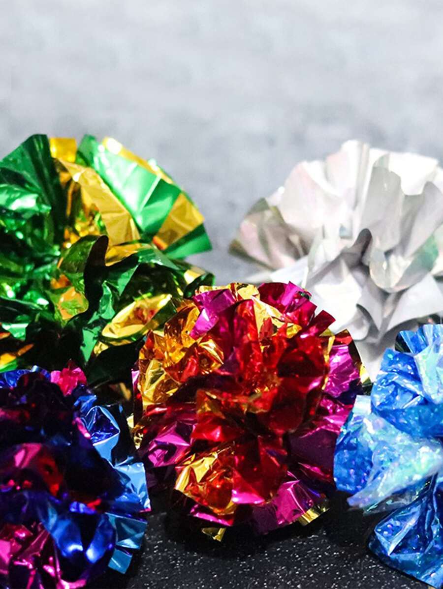 6pcs Crinkle Ball Random Cat Teaser Toy | SHEIN UK