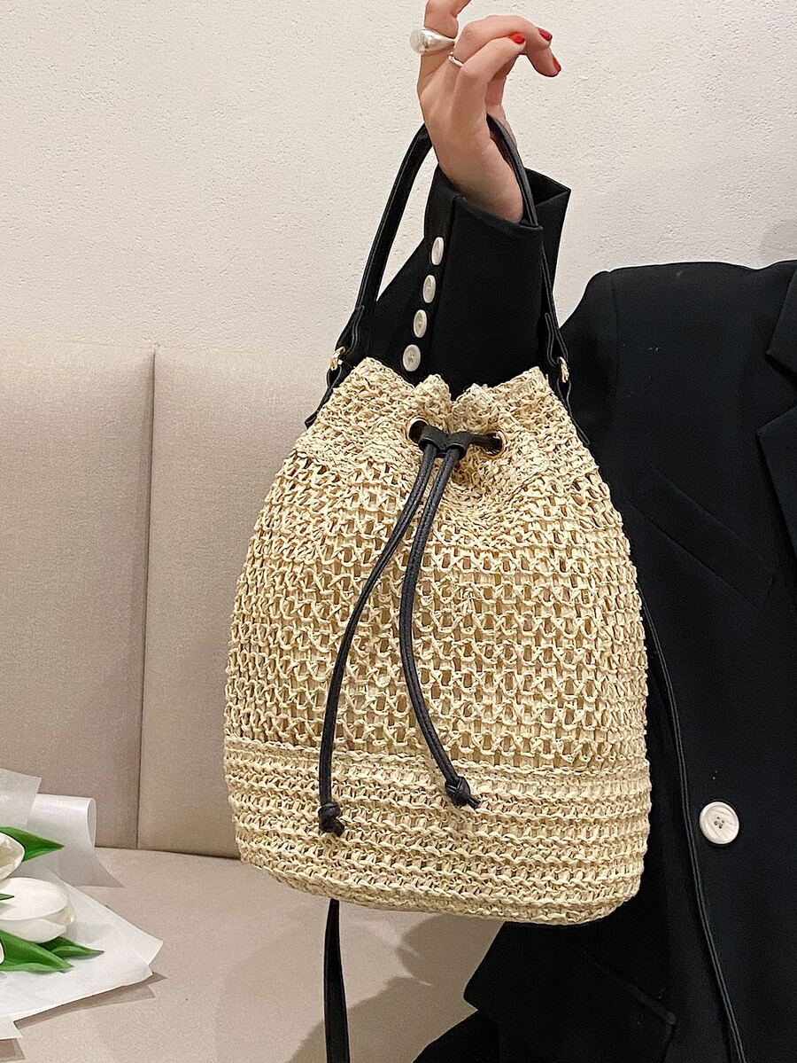 Mini Drawstring Design Straw Bag | SHEIN USA