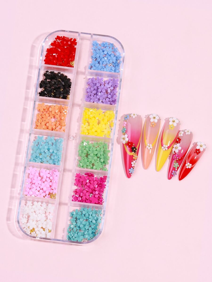 12-Box Box Of Colorful Small Flower Nail Art Accessories DIY Nail ...