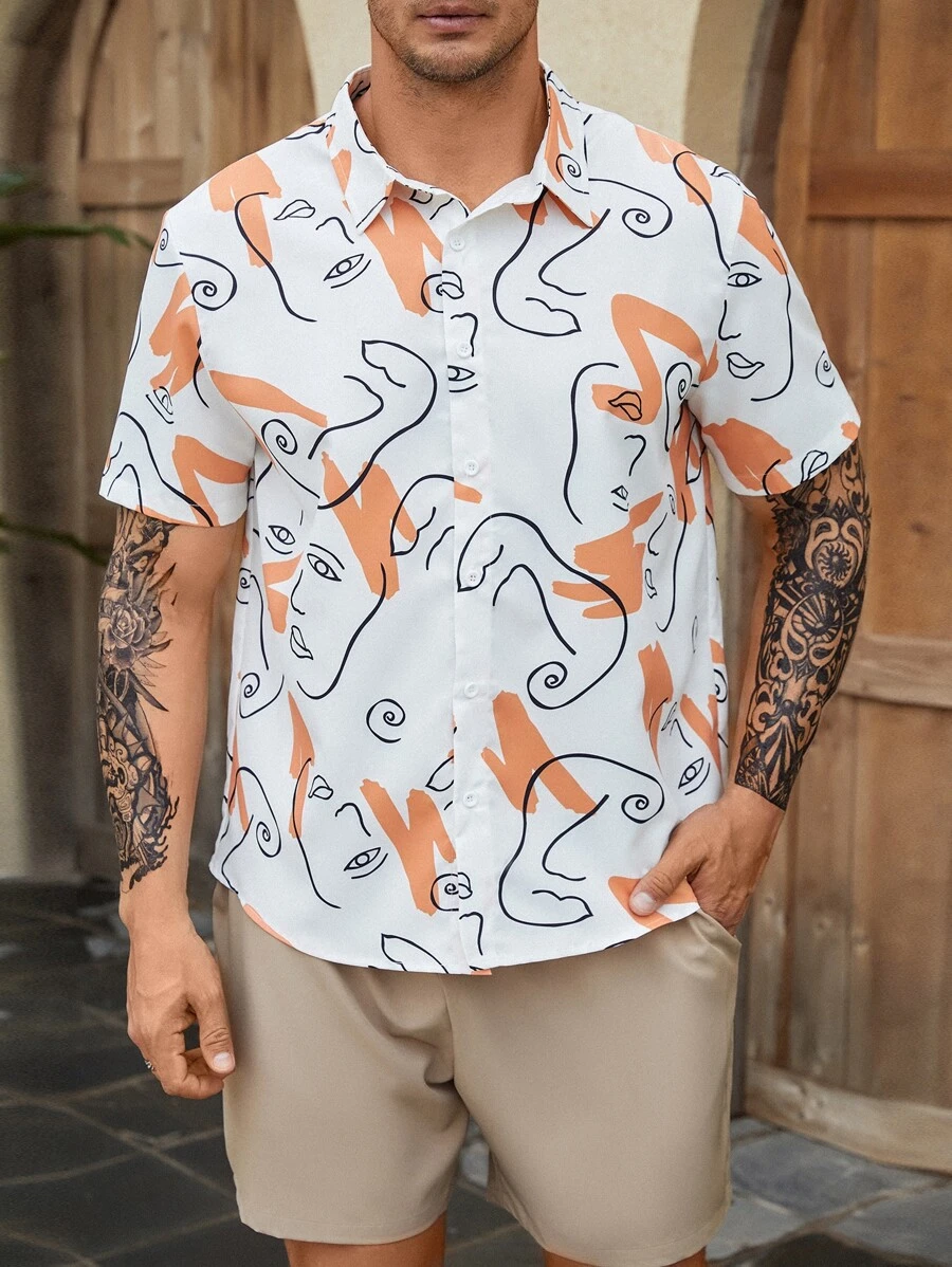 Manfinity Men Plus Figure Graphic Shirt | SHEIN USA